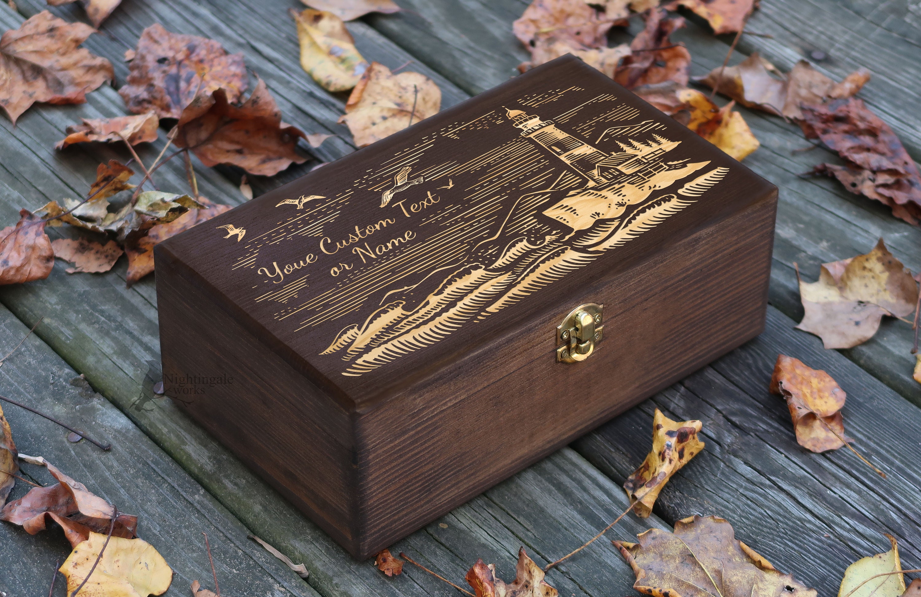 Personalized Engraved Lighthouse Box, Collection Box, Storage Box ...
