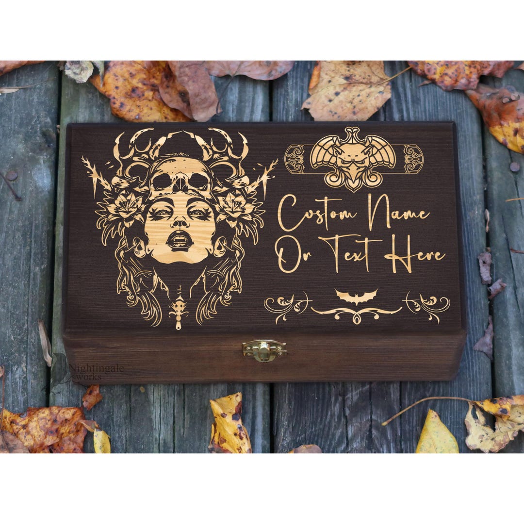 Personalized Vampire Box, Gargoyle Art, Skull Box, Crystal Storage ...