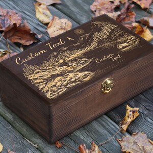 Personalized Engraved Mountains Box, Collection Box, Storage Box, Photo ...
