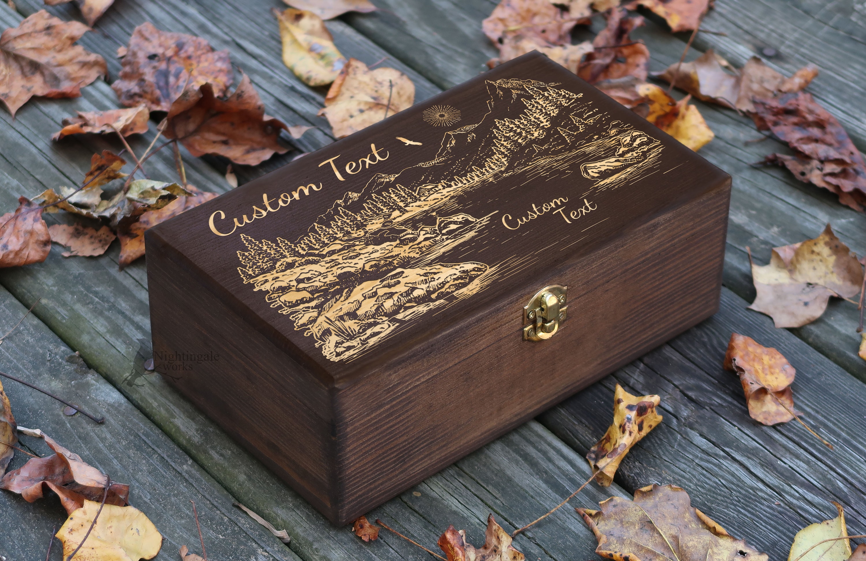 Personalized Engraved Mountains Box, Collection Box, Storage Box, Photo ...
