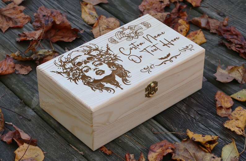 Personalized Vampire Box, Gargoyle Art, Skull Box, Crystal Storage ...