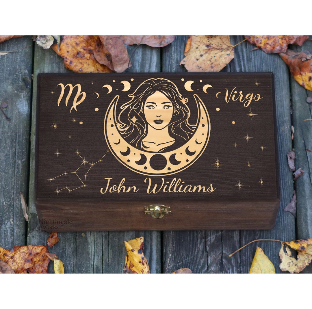 Personalized Engraved Virgo Zodiac Box, Virgo Gifts, Astrology Gift ...
