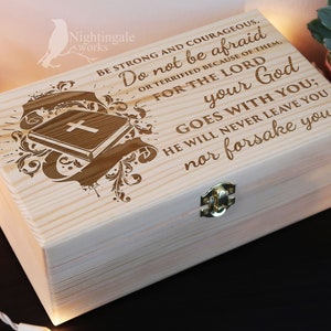 Personalized Engraved Bible Quote Box, Deuteronomy 31:6, Christian Gift ...