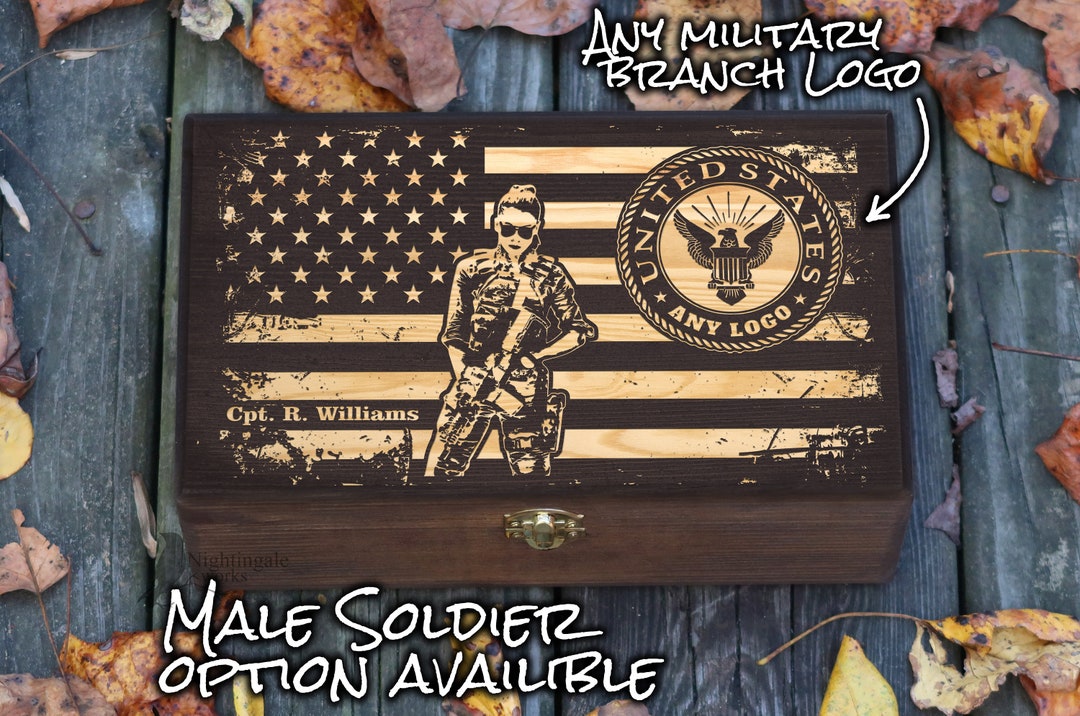 Personalized Engraved Female Veteran Box, Male Veteran Gift, Women ...