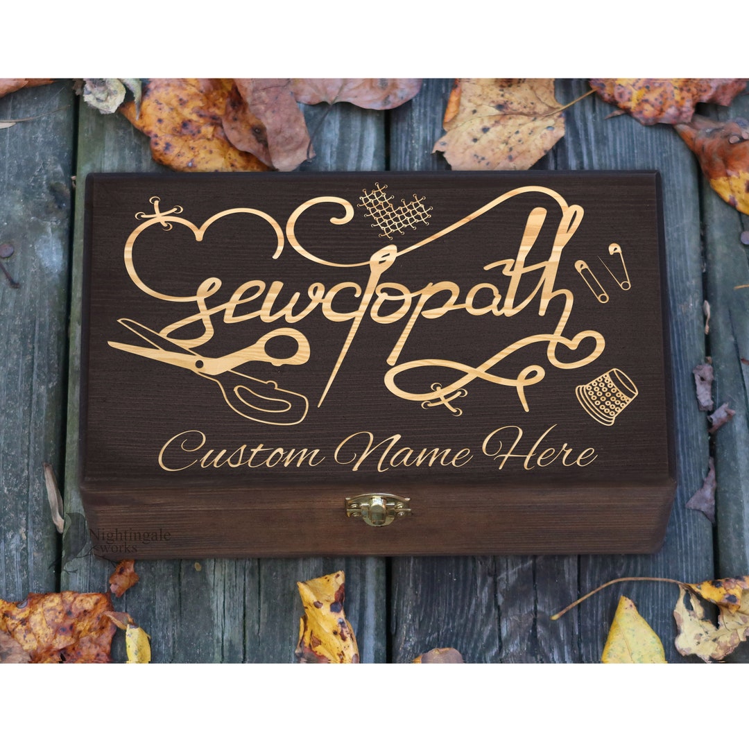 Personalized Engraved Sewciopath Box, Custom Seamstress Gift, Sewing ...