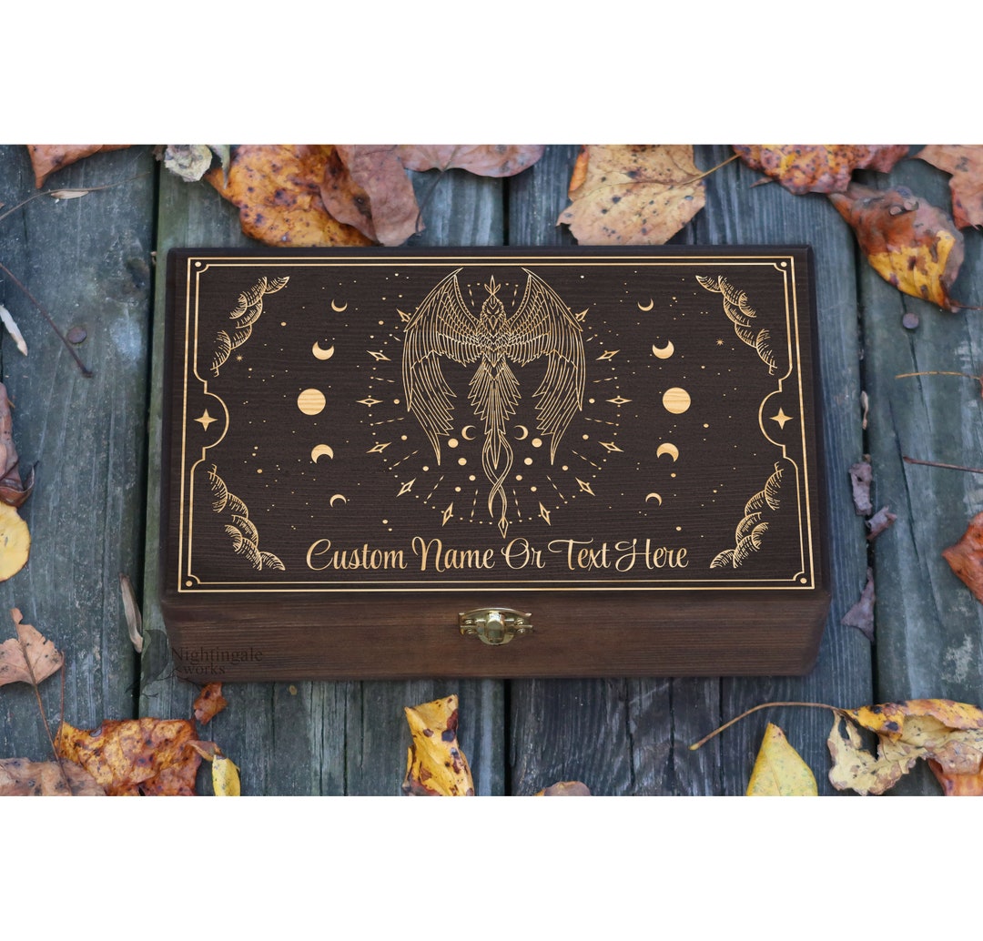 Personalized Engraved Phoenix Bird Box, Crystal Storage, Magic Gems Box ...