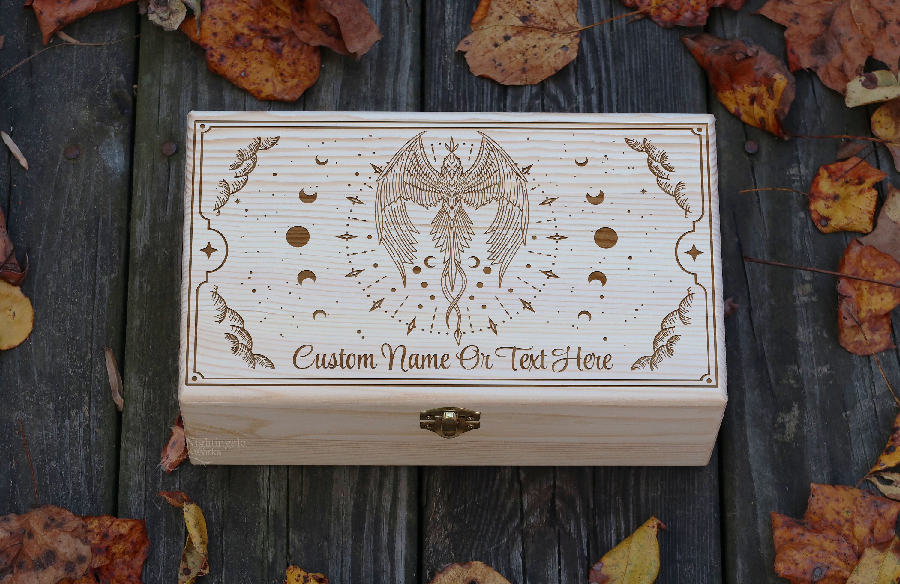Personalized Engraved Phoenix Bird Box, Crystal Storage, Magic Gems Box ...