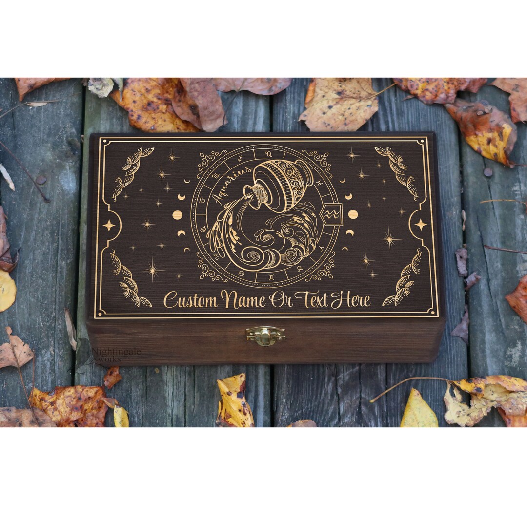 Personalized Engraved Aquarius Zodiac Box, Astrology Gift, Zodiac Gifts ...