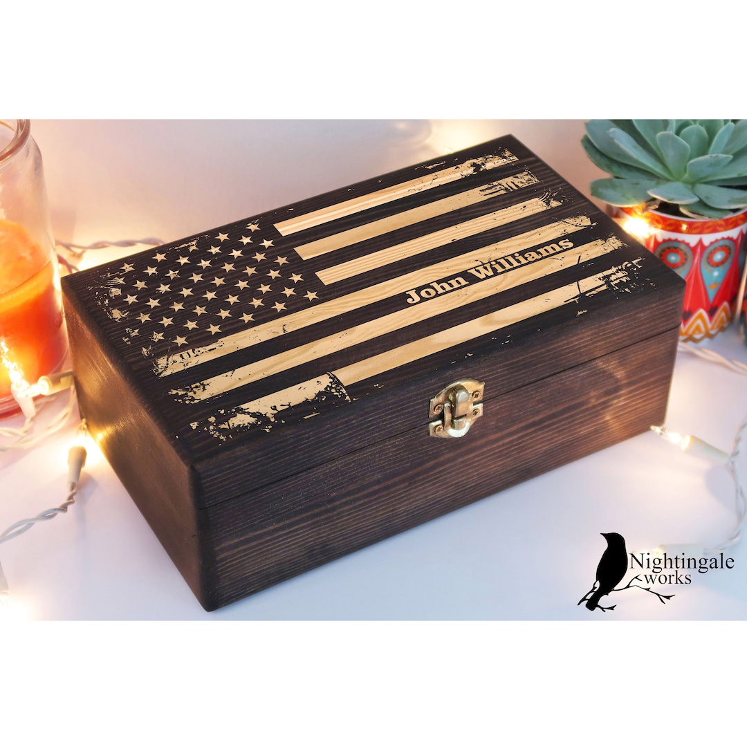 Personalized Engraved USA Flag Box, Independence Day Gift, 4th of July ...