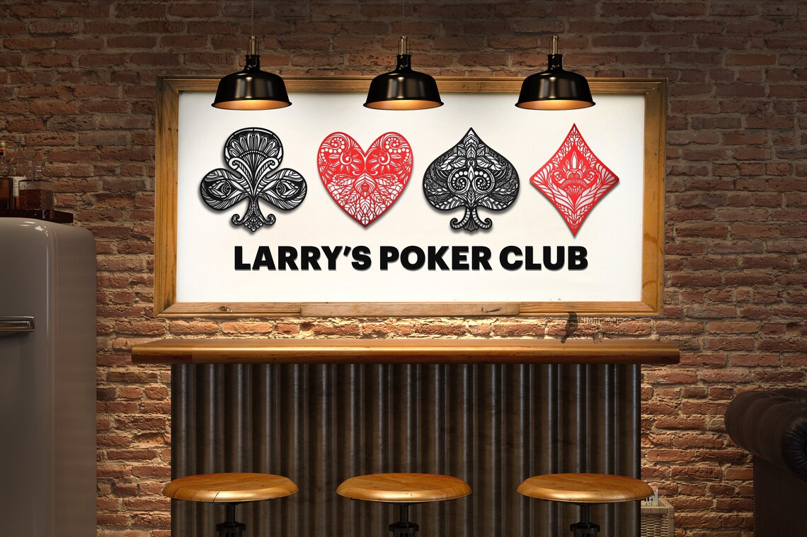 Wooden Card Suits Sign Heart Club Diamond Spade 4 Piece Set | Etsy