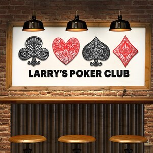 Wooden Card Suits Sign, Heart Club Diamond Spade 4 Piece Set, Full Aces ...