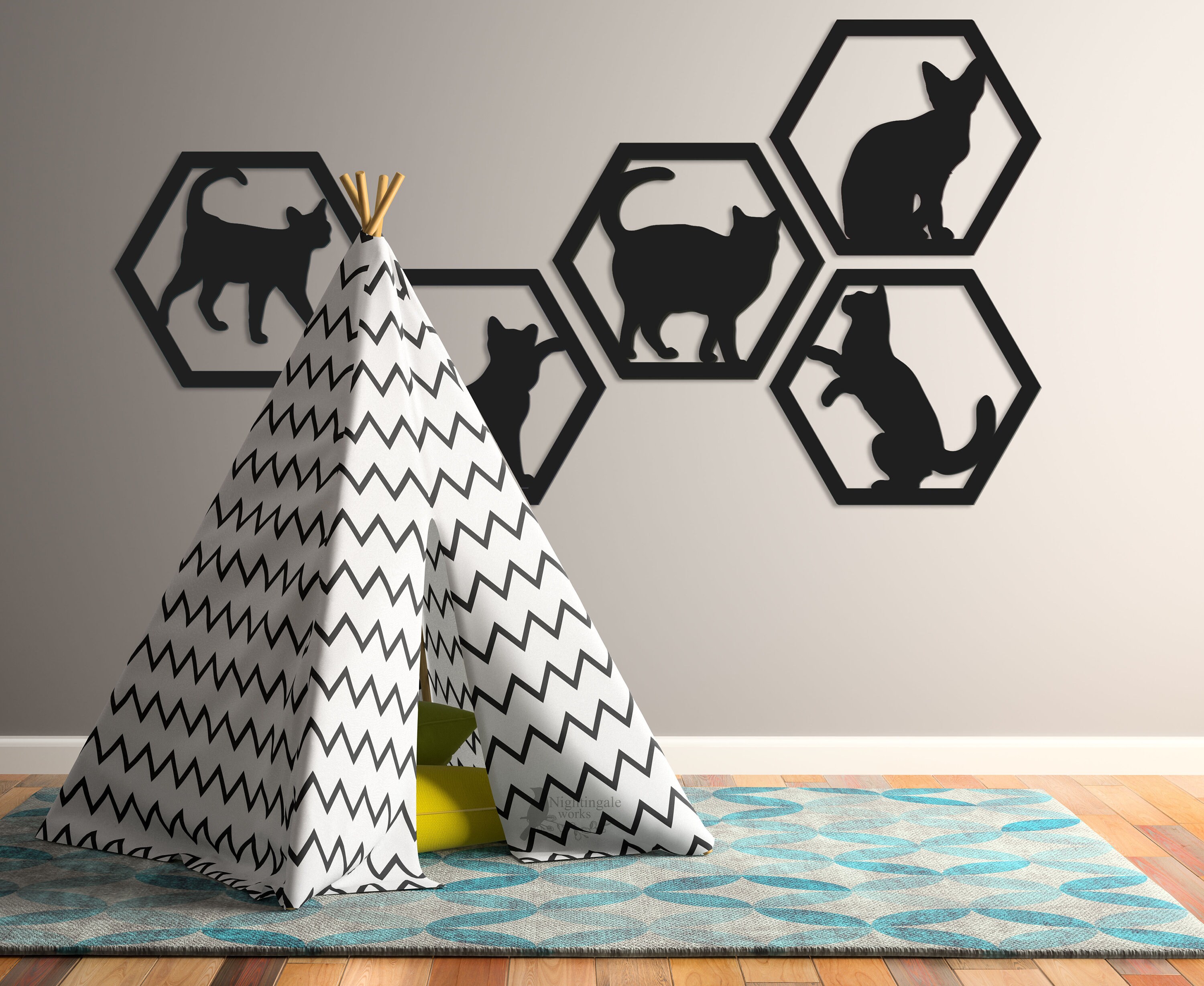 5 Pcs Set Wooden Cat Wall Decor Cats Lover Gift Cat Mom | Etsy