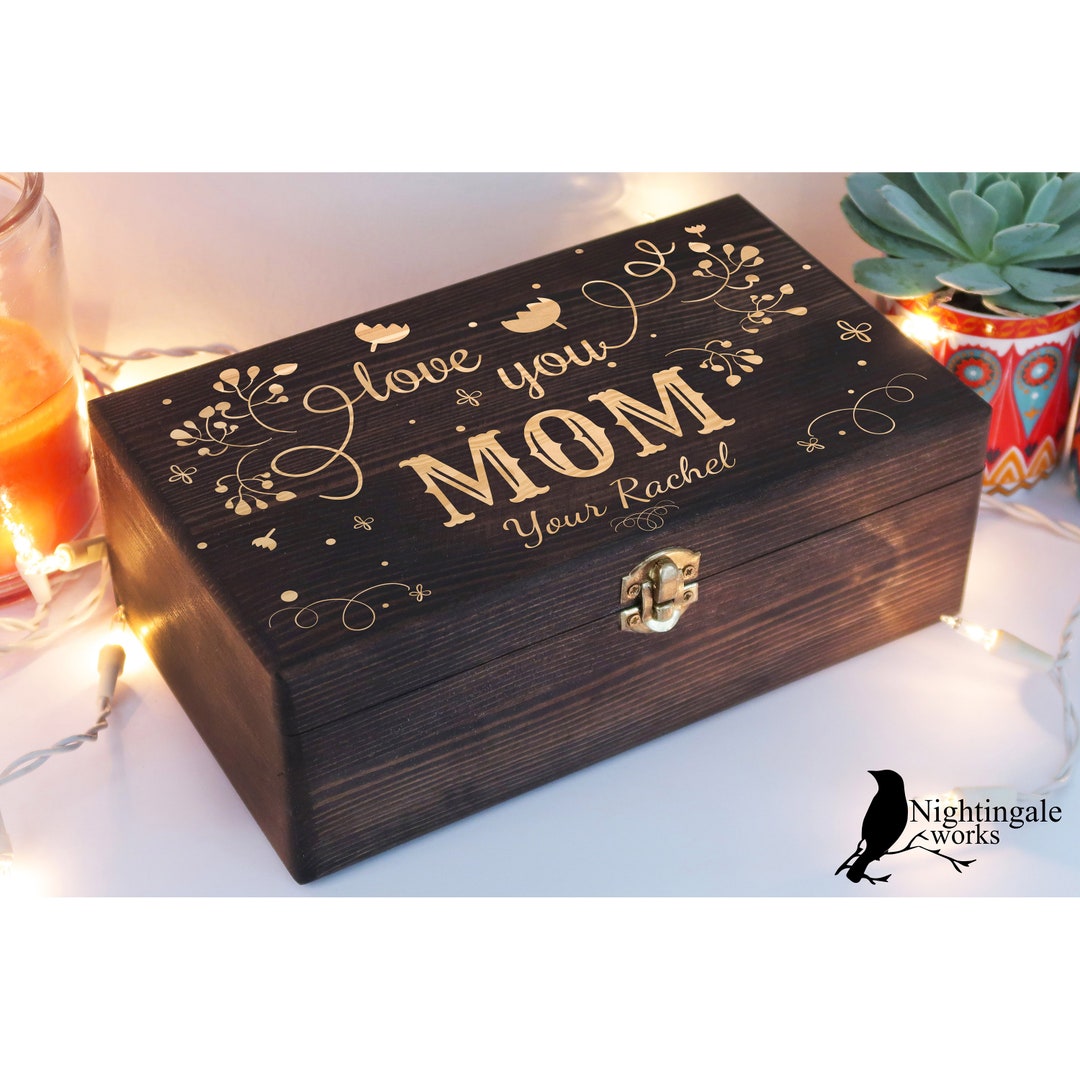 Personalized Engraved Love You Mom Box, Custom Mother's Day Gift ...