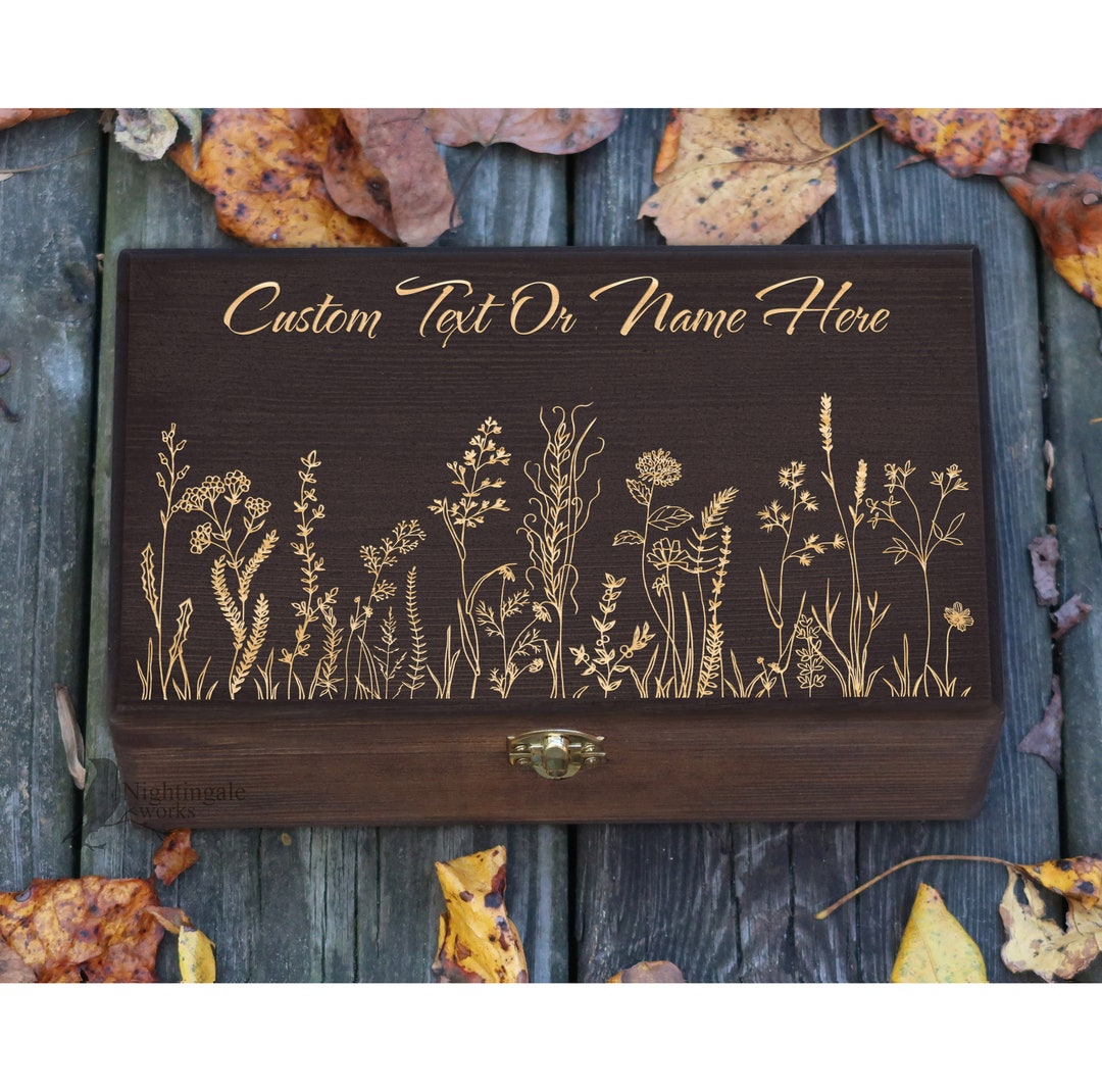 Personalized Engraved Field Flowers Gift Box, Memory Box for a Friend ...
