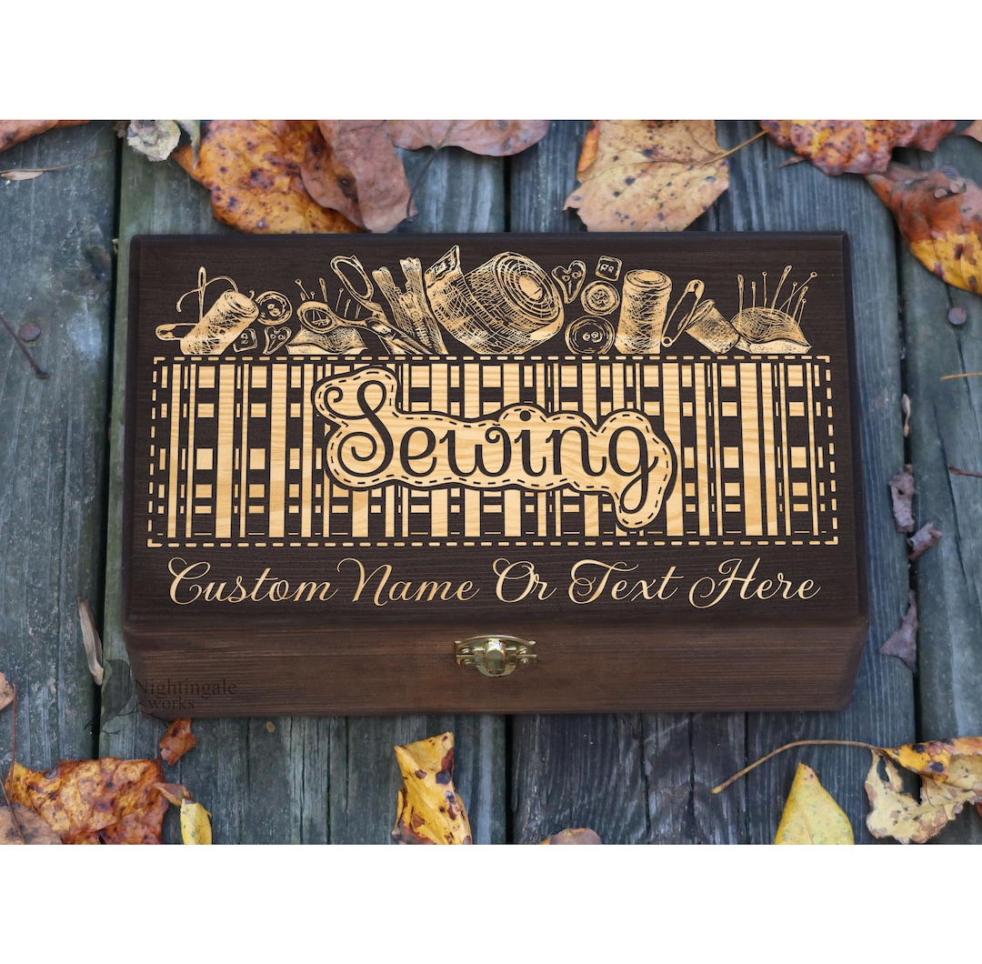 Personalized Engraved Sewing Box, Custom Seamstress Gift, Sewing ...