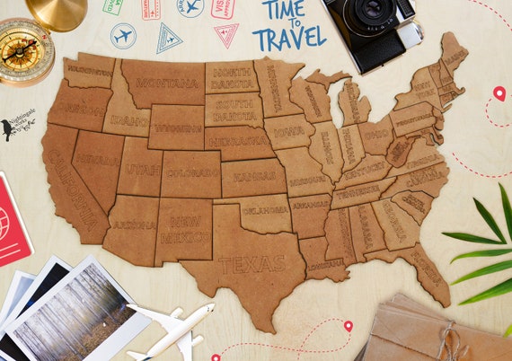 USA 50 States Map DIY Project Wooden United States of - Etsy