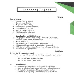 Learning Style Worksheet - Etsy