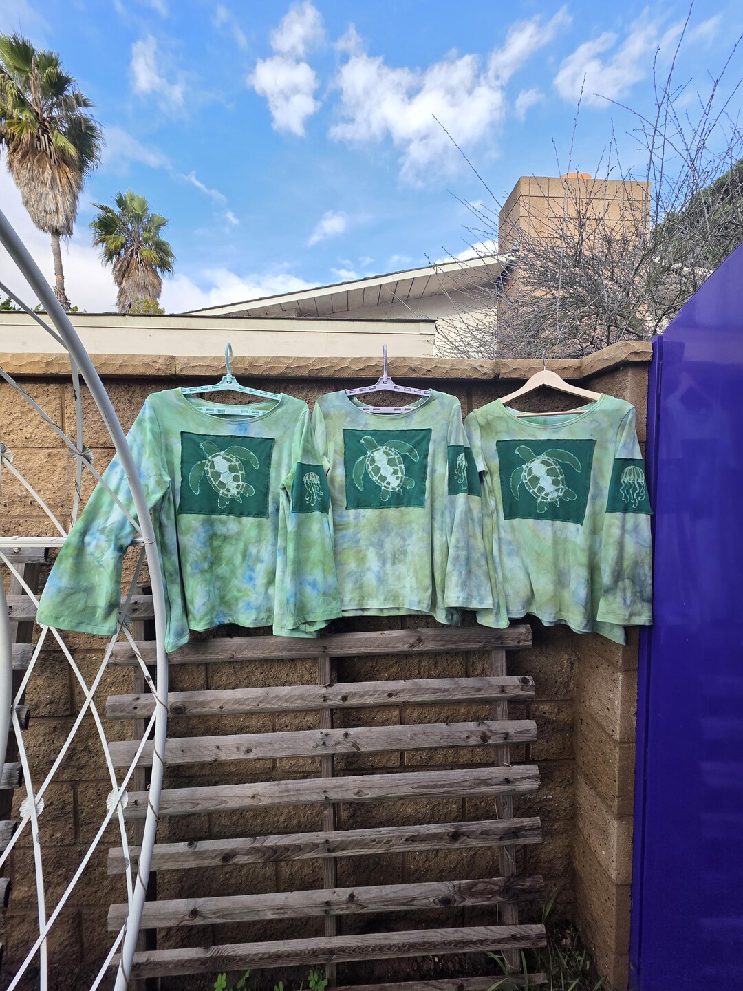 Seaturtle Jellyfish Flowy Fleece Crewnecks Handmade, Ice Dyed, and ...