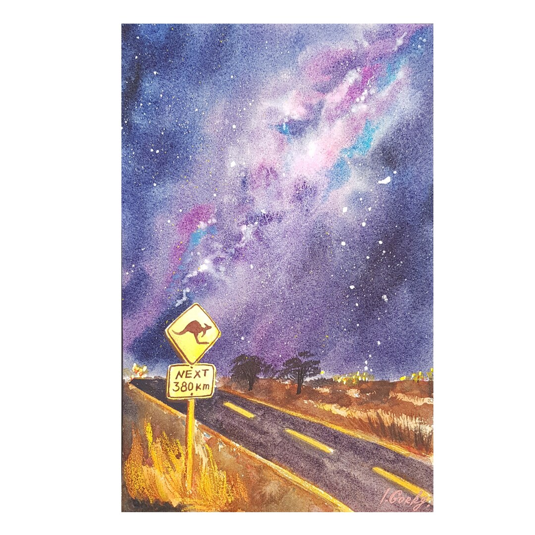 Australian Night Sky Landscape Painting Watercolor Painting - Etsy