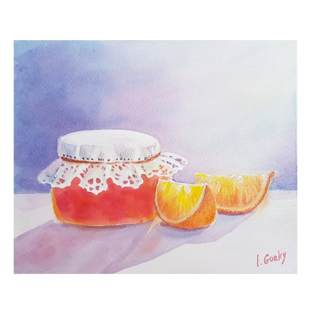 Still Life Dessert Painting Food Artwork, Coffee Cake Cottagecore Decor ...
