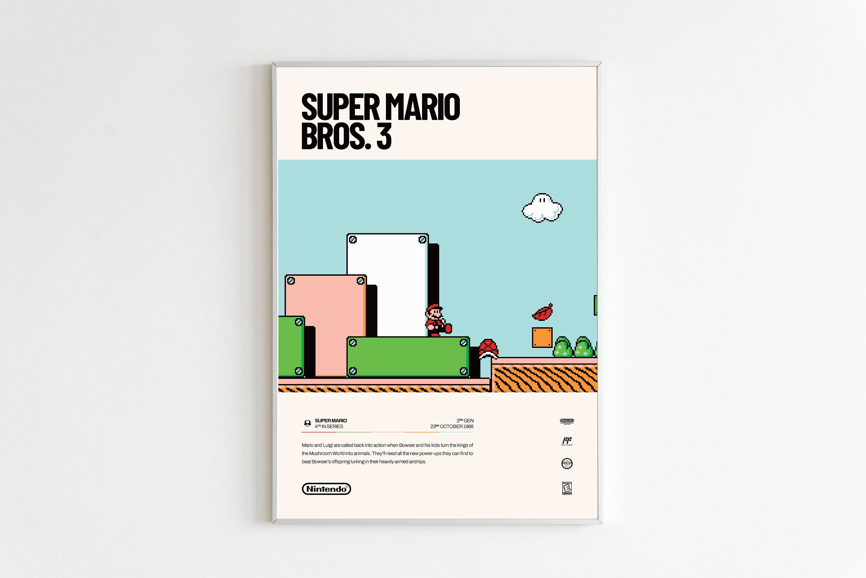Super Mario Bros. 3 (1988) - Video Game Poster Art, Minimalist Design ...