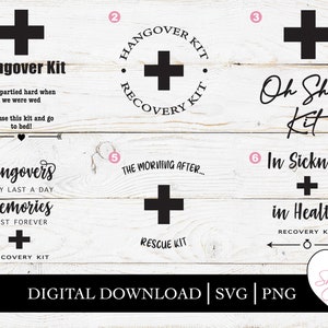 Hangover Recovery Kit Svg, (6) Recovery Kit Svg, Rescue Kit for Wedding ...