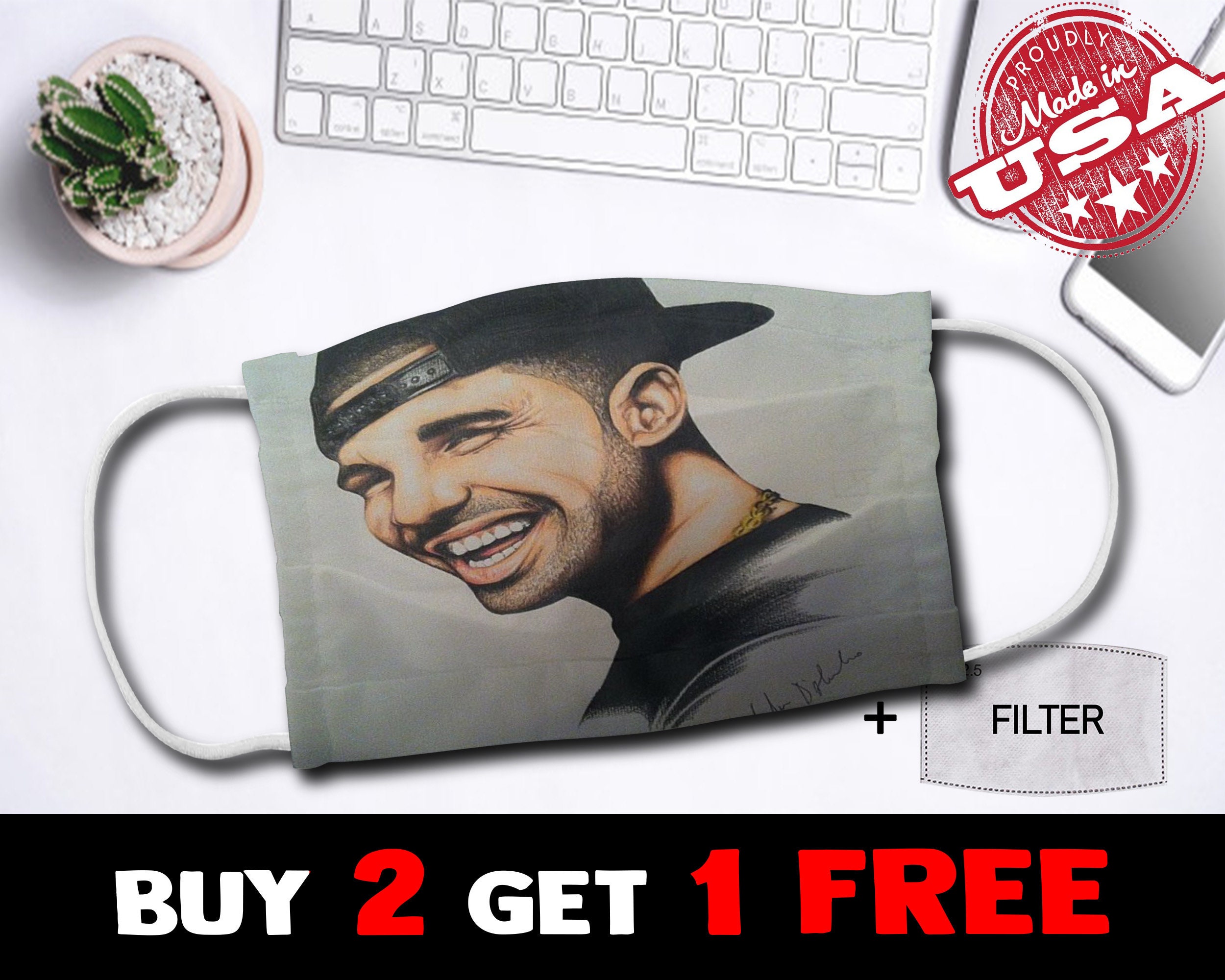 Drake Face Mask Drake Rapper Face Mask Music Face Mask | Etsy