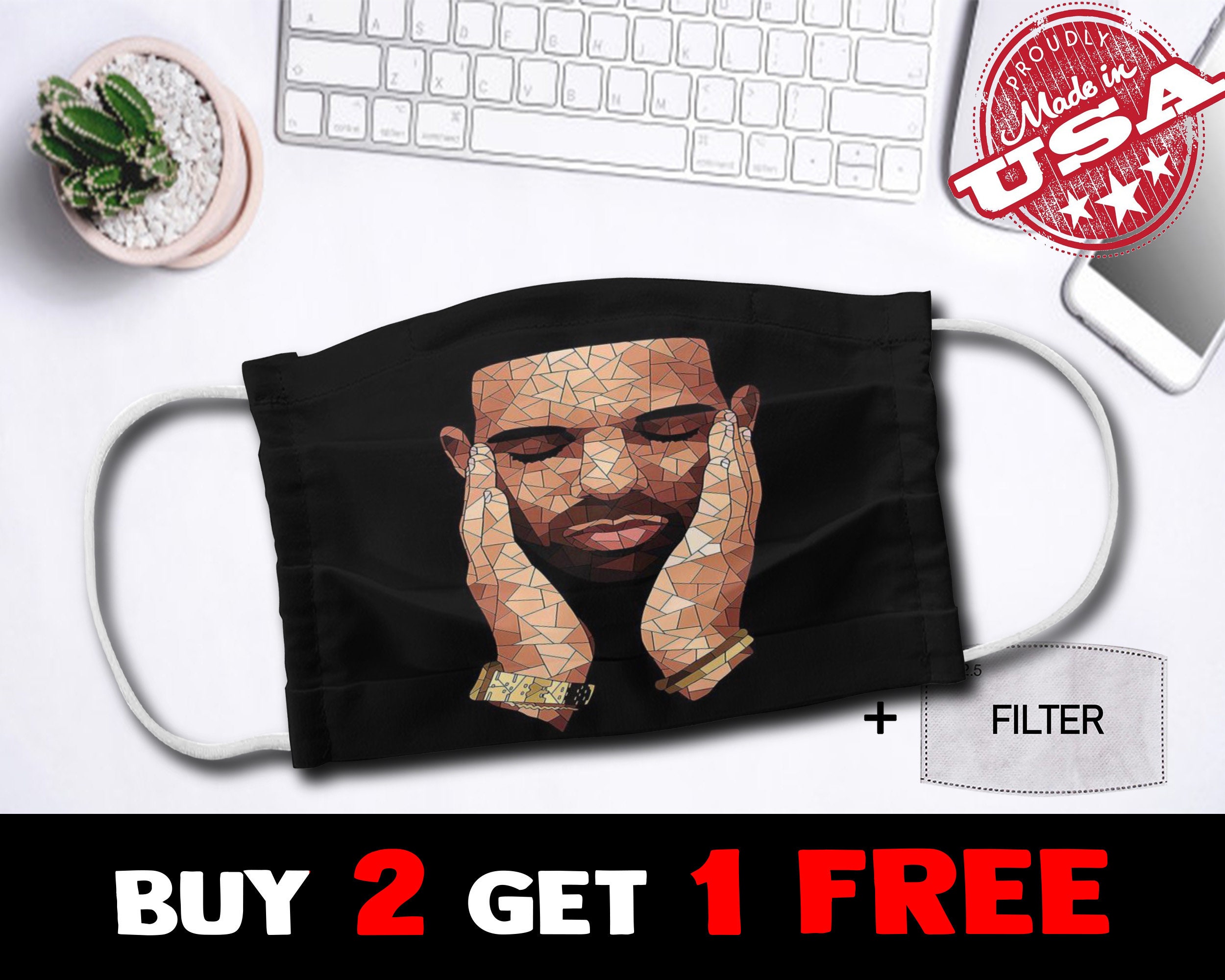 Drake Face Mask Drake Rapper Face Mask Music Face Mask | Etsy