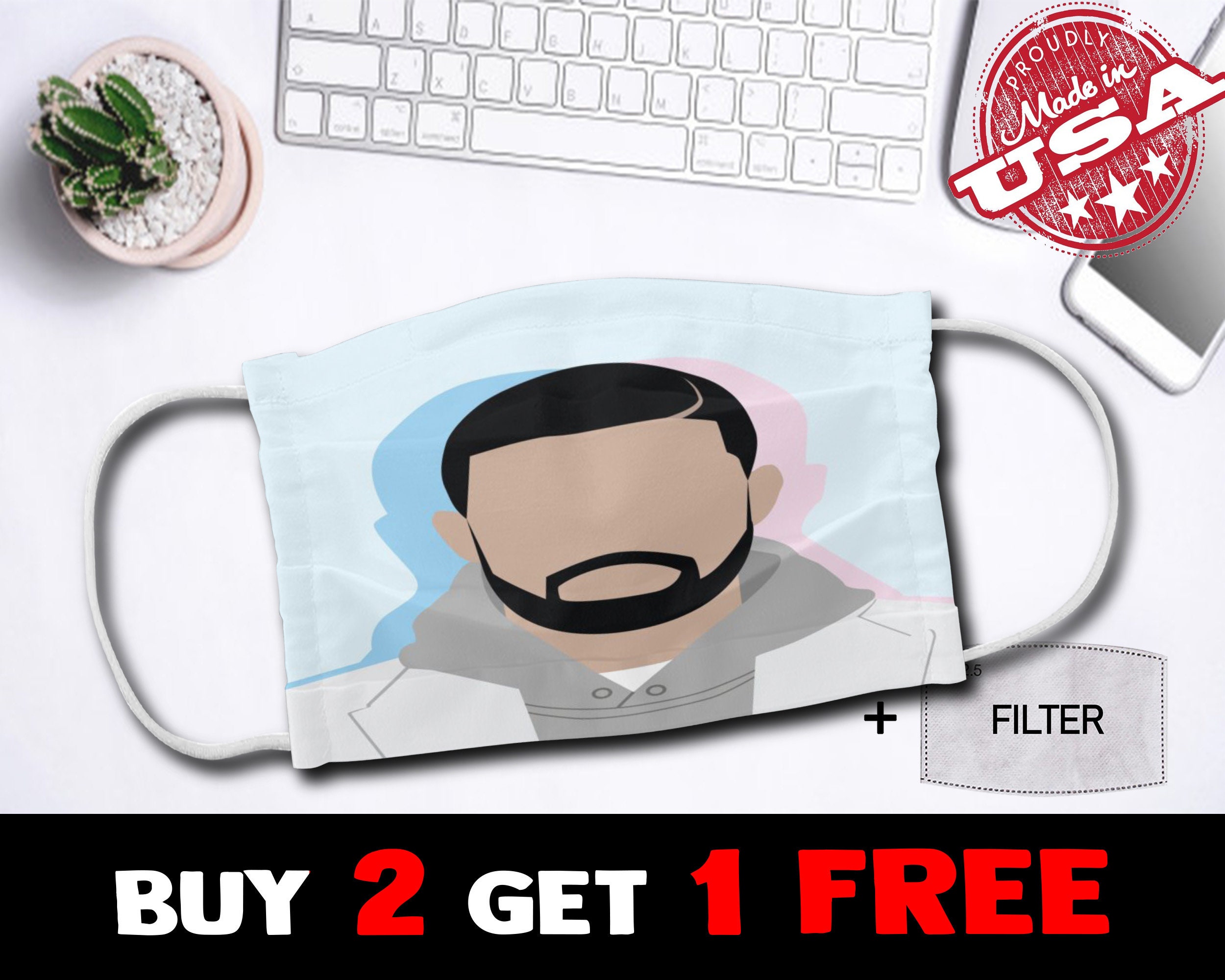 Drake Face Mask Drake Rapper Face Mask Music Face Mask | Etsy