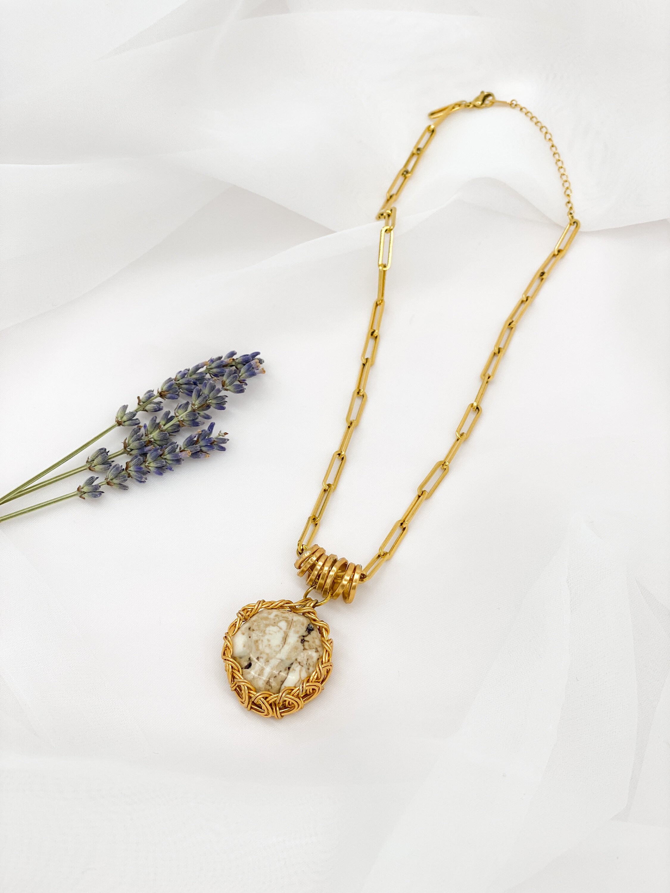 18KT GOLD CHAIN Necklace - Solitaire Pendant - Gemstone Pendant ...