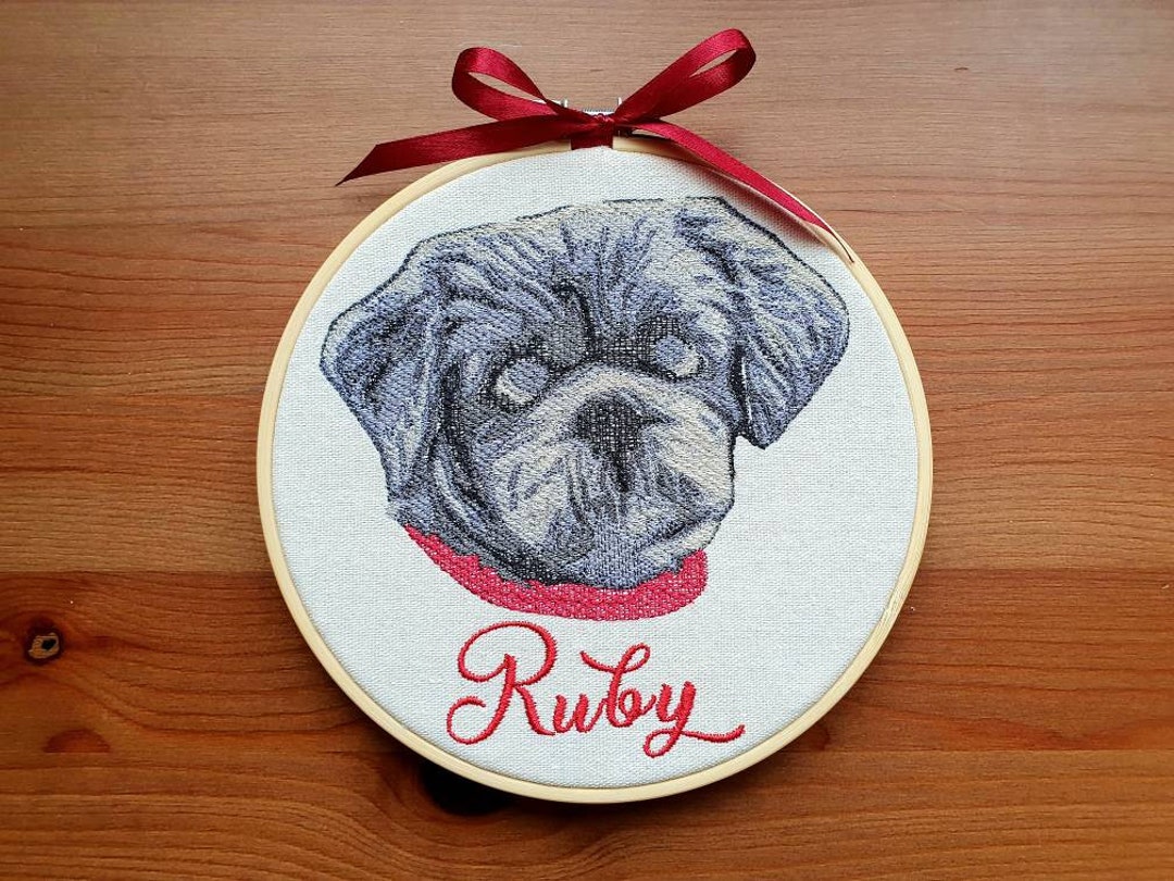 Bespoke Embroidered Pet Portrait, Custom Pet Portrait, Embroidered Pet ...