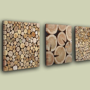 Tree Trunk Wall Art Set of 3, Tree Slices Triptych Large, Wood Wall Art ...