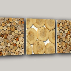 Tree Trunk Wall Art Set of 3, Tree Slices Triptych Large, Wood Wall Art ...