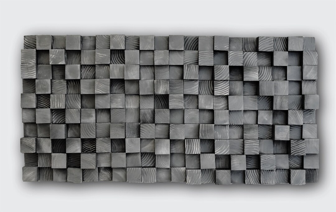 3d Wall Art, Black Wall Hanging, Wood Headboard, Sound Diffuser ...