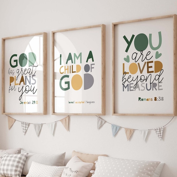 Christian Kids Wall Prints - Etsy