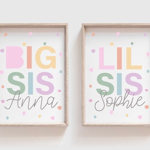 Big Sis Lil Sis Print Set, Girls Bedroom Decor, Girls Nursery Prints ...