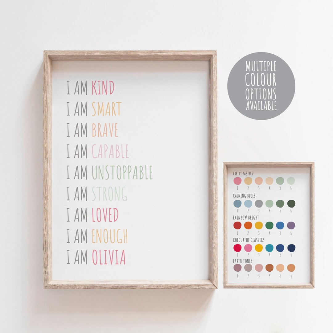 Kids Daily Affirmation Print, Girls Bedroom Prints, Motivational Girls ...