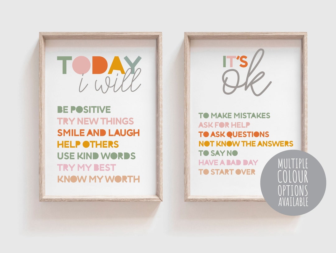 It is OK to Make Mistakes Poster, Affirmation Print Set, Positive ...