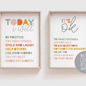 It is OK to Make Mistakes Poster, Affirmation Print Set, Positive ...