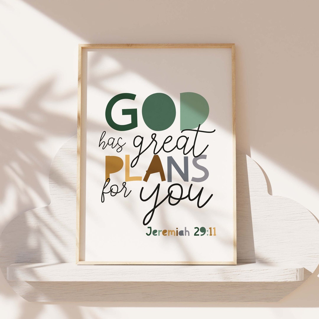 God Has Great Plans for You, Christian Wall Art, Boys Nursery Print ...