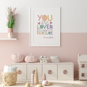 You Are Loved Beyond Measure Print, Christian Wall Art, Girls Nursery ...