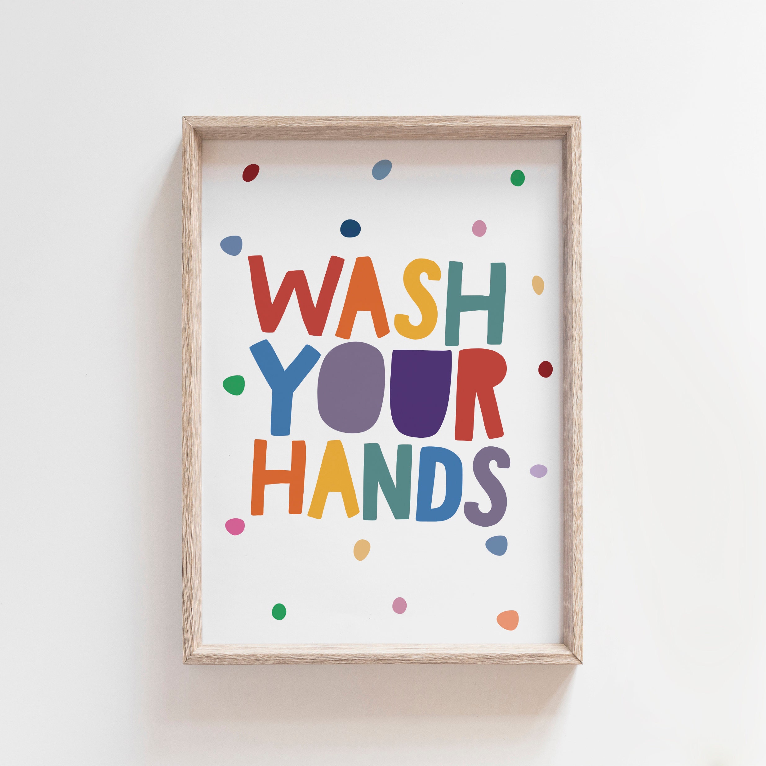 Wash Your Hands Print, Kids Bathroom Prints, Kids Bathroom Signs ...