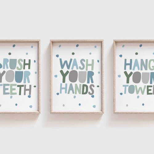 Set of 3 Kids Bathroom Prints Wash Your Hands Print Kids | Etsy