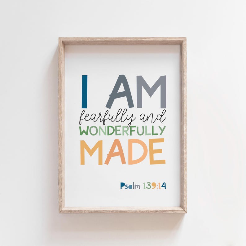 Fearfully and Wonderfully Made Print, Christian Wall Art, Scripture ...