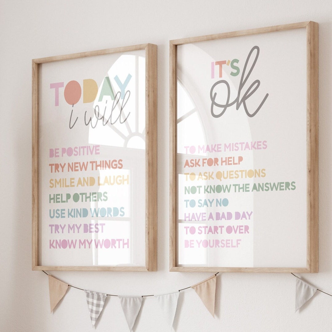 2 Positive Affirmations Prints for Kids, Educational Posters, Girls ...