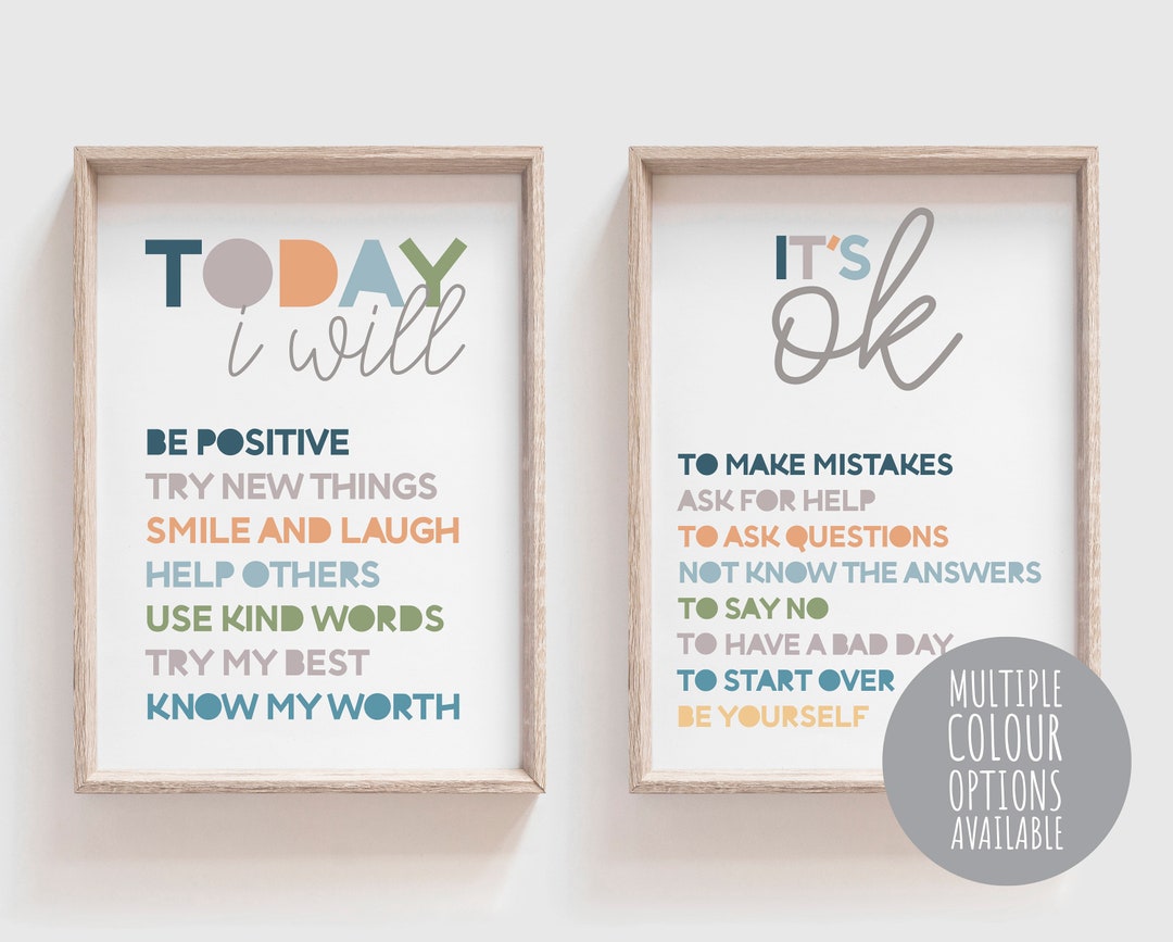 Set of 2, Its Ok Not to Be Ok Print, Affirmation, Boys Bedroom Wall Art ...