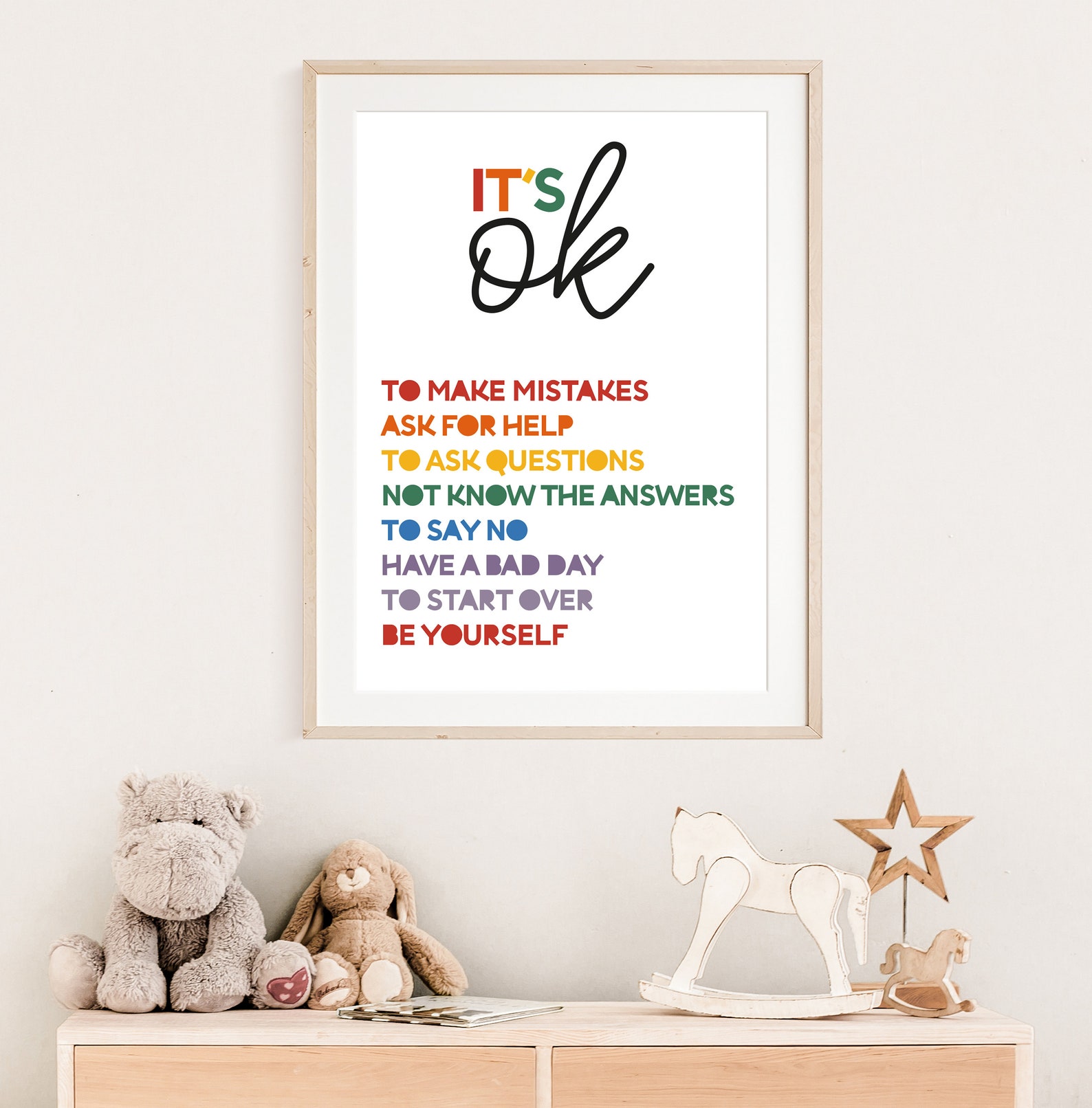 It's Okay to Not Be Okay Poster, Rainbow Wall Art, Classroom Decor ...