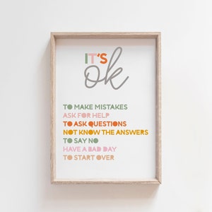 It's Okay to Not Be Okay Poster, Rainbow Wall Art, Classroom Decor ...