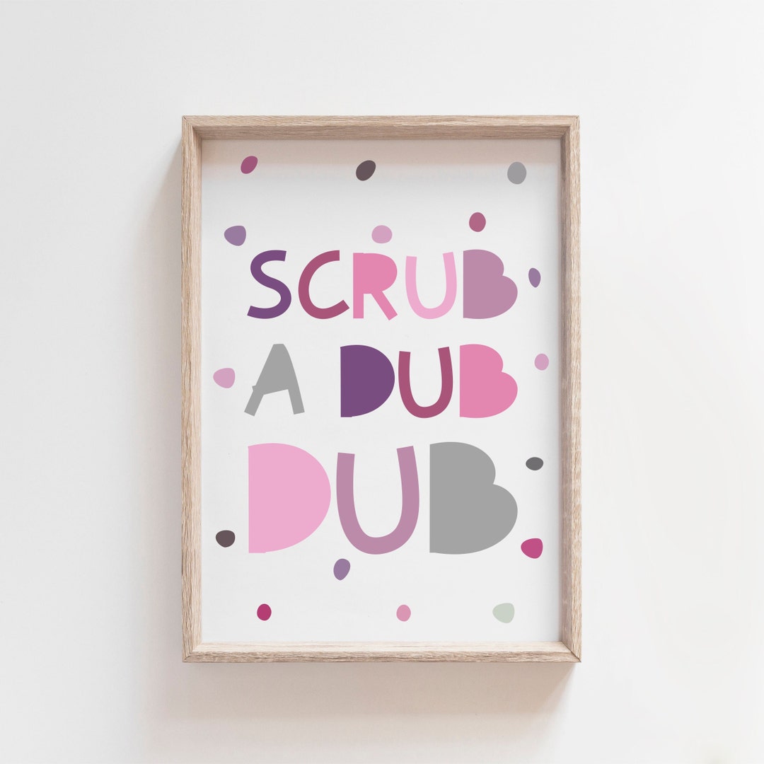 Scrub A Dub Dub Bathroom Print, Kids Bathroom, Kids Wall Art, Bathroom ...