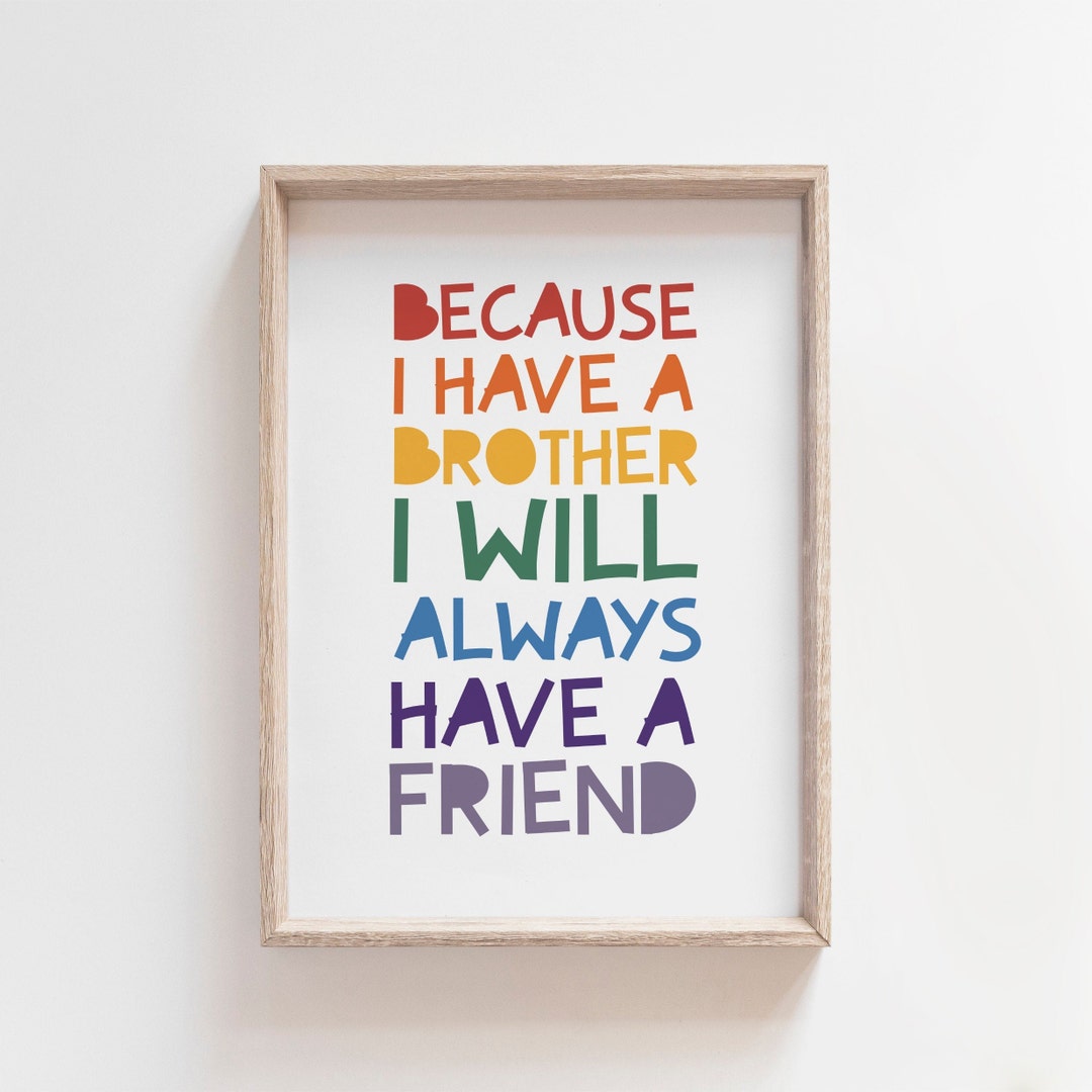 Brother Best Friends Print, Colourful Playroom Prints, Big Bro, Lil Bro ...